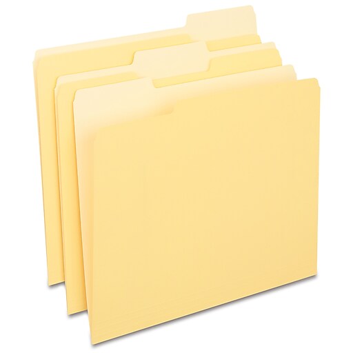 Staples File Folders, 1/3-Cut Tab, Letter Size, Yellow, 100/Box ...
