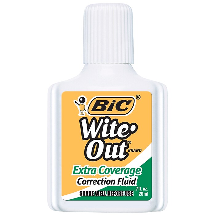 BIC Wite Out Extra Coverage Correction Fluid 20 ml. White 50624 WOFEC12 Staples
