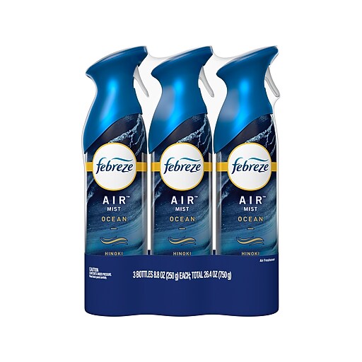 Febreze Air Freshener Spray, Ocean Scent, 8.8 Oz., 3/Pack (43888) | Staples