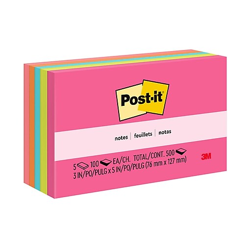 Post-it Notes, 3" x 5", Poptimistic Collection, 100 Sheet/Pad, 5 Pads ...