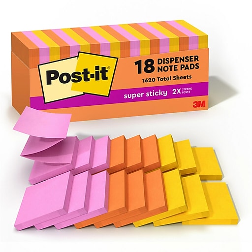 Post-it Super Sticky Pop-up Notes, 3" x 3", Energy Boost Collection, 90 ...