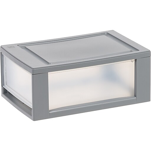 Iris Mini Storage Drawer, Gray/Translucent White (500221) | Staples