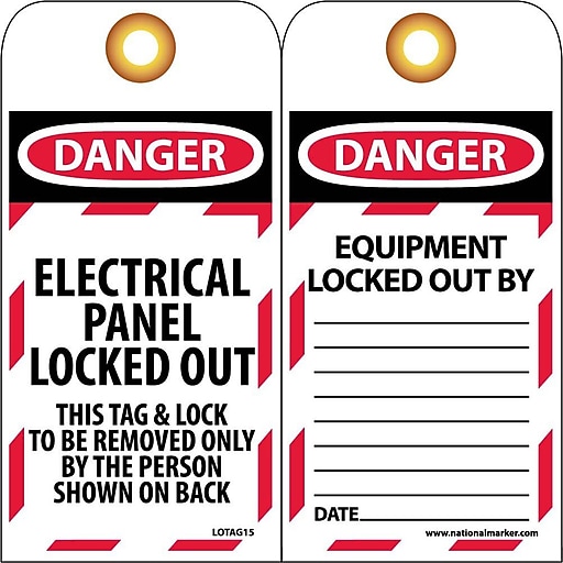 Lockout Tags; Lockout, Danger Electrical Panel Locked Out. . ., 6X3 ...