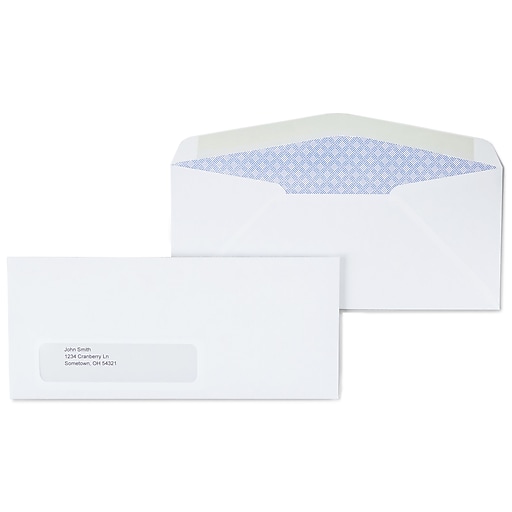 Staples Security Tinted #10 Window Envelopes, 4 1/8" x 9 1/2", White ...