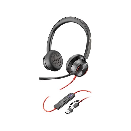 Poly Blackwire 8225 Noise Canceling Stereo Headset, USB-C/USB-A, UC/MS ...