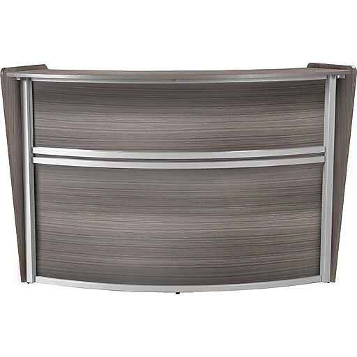 Regency Marque 72"W Curved Reception Desk Workstation, Driftwood Gray ...