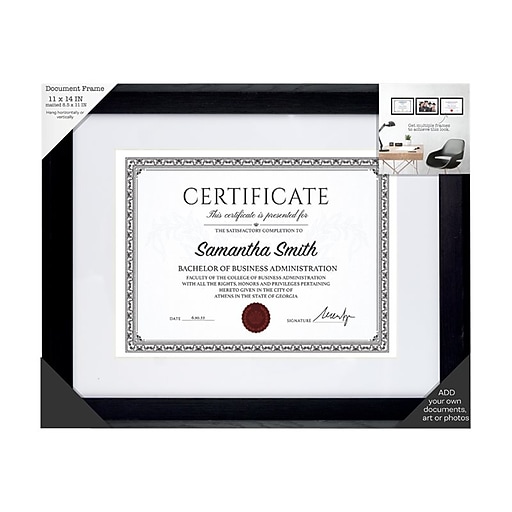 Enchante 8.5" x 11" Plastic Document Frame, Black (S7H1514M BLK) | Staples