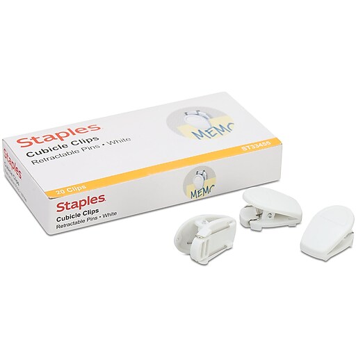 Staples Cubicle Clips, White, 20/Box (33455) | Staples