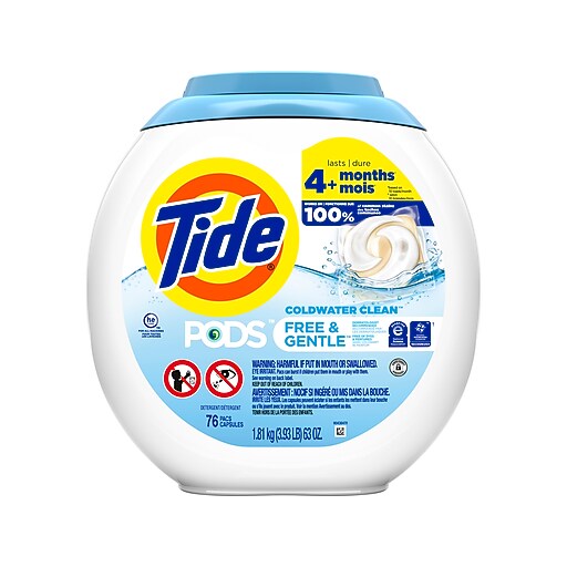 Tide PODS Free & Gentle HE Laundry Detergent Capsule, Coldwater Clean ...