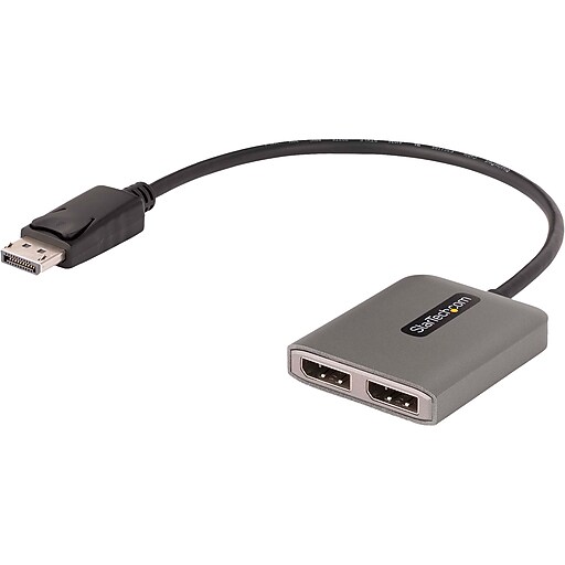 StarTech DisplayPort to 2 x DisplayPort Hub, Male to Female, Space Gray ...