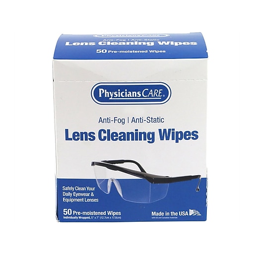 PhysiciansCare Lens Cleaning Wipe, 5" x 7", 50/Box (91294) | Staples
