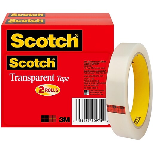 Scotch Transparent Clear Tape Refill, 0.75" x 72 yds., 3" Core, Clear ...