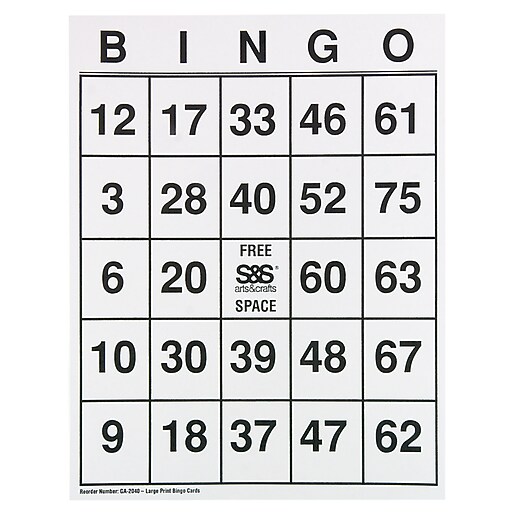 S&S Worldwide Large Print Bingo Cards, 25/Pack (GA2040) | Staples