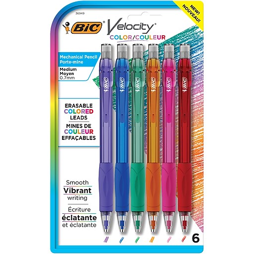 BIC Velocity Colored Lead Mechanical Pencils, #2 Hard Lead, 6/Pack ...