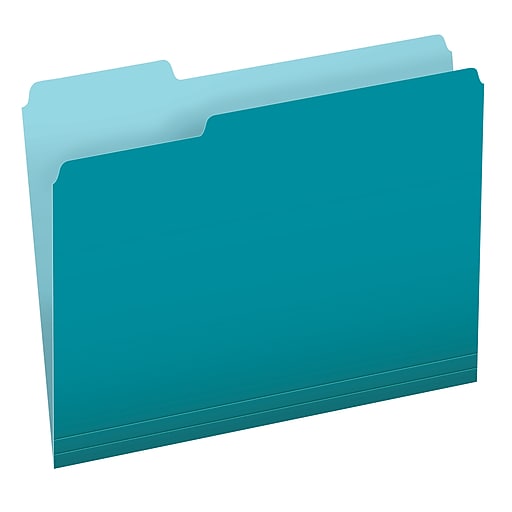 Pendaflex Recycled File Folder, 2/5-Cut Tab, Letter Size, Aqua, 100/Box ...
