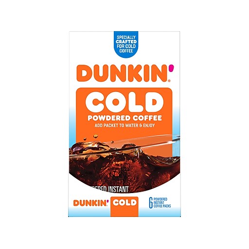 Dunkin' Cold Coffee Packet, 1.02 oz., 6/Box (8133401632) | Staples