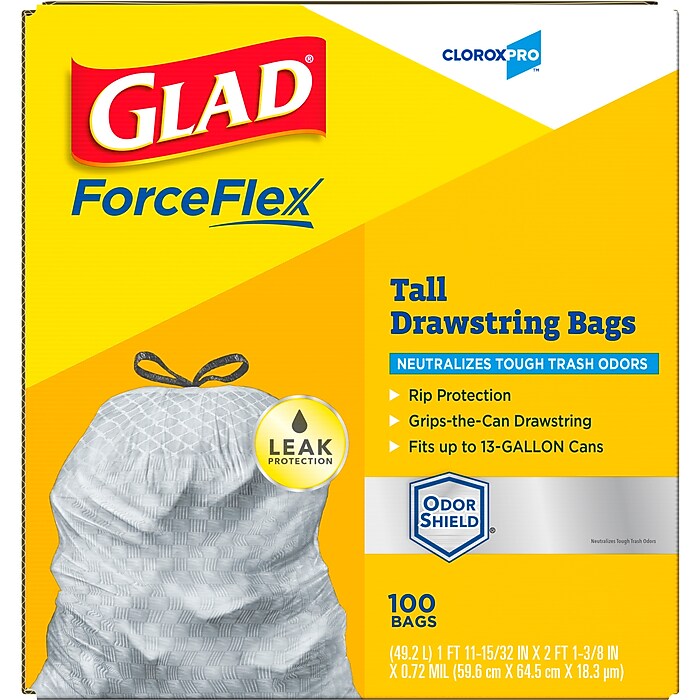 CloroxPro Glad ForceFlex 13 Gallon Tall Kitchen Trash Bag 23.75 x 24.88