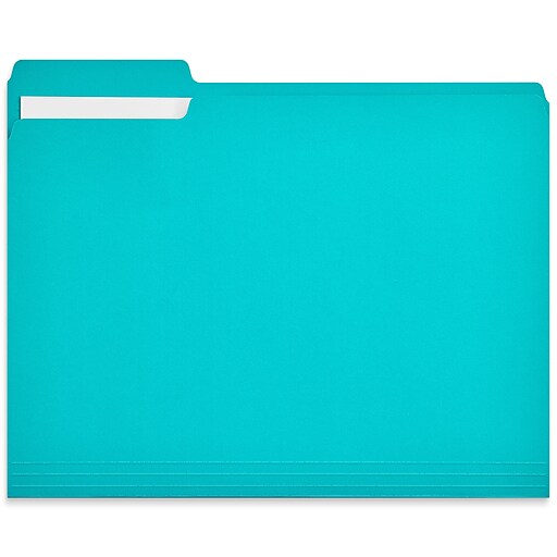 Staples File Folder, 1/3-Cut Tab, Letter Size, Teal, 100/Box (ST62567 ...