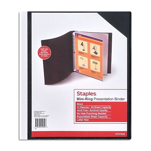 Staples Spiral-Ring Presentation Book, Black (21635-CC/10703) | Staples