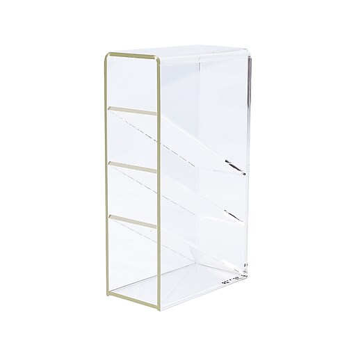Three by Three 3-Compartment Acrylic Compartment Storage, Clear/Gold ...