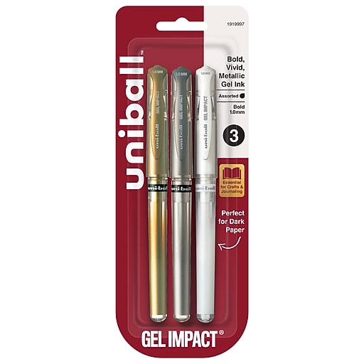 uni-ball Signo Gel Impact Pens, Bold Point, 1.0mm, Assorted Ink, 3/Pack ...