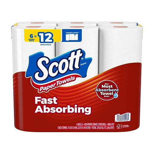 Scott Choose-A-Sheet Kitchen Roll Paper Towels, 1-ply, 102 Sheets/Roll ...