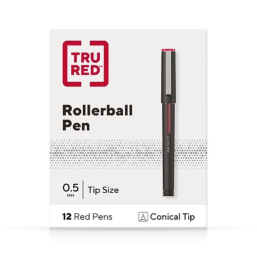TRU RED™ Rollerball Pens, Fine Point, Red, Dozen/Pack (TR57323) | Staples