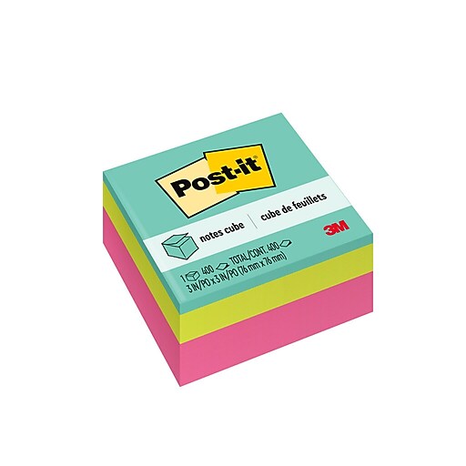 Post-it Notes, 3" x 3", Assorted Collection, 400 Sheet/Pad (2027) | Staples