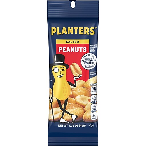 Planters Salted Peanuts, Unshelled, 1.75 oz., 12 Bags/Pack (GEN77080 ...