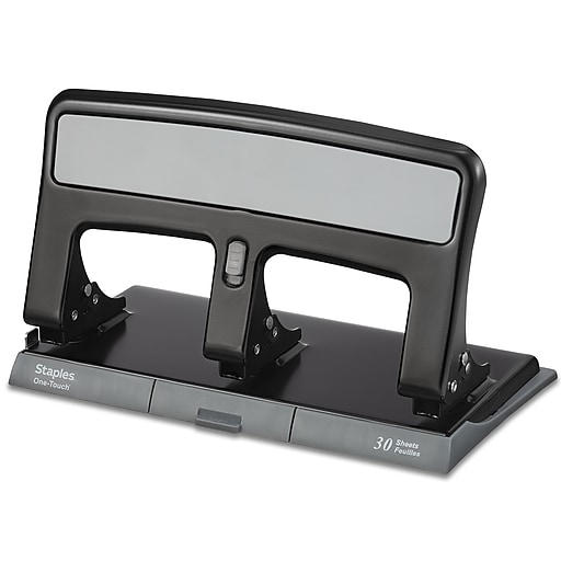 Staples One-Touch 3-Hole Punch, 30 Sheet Capacity, Black (26614) | Staples