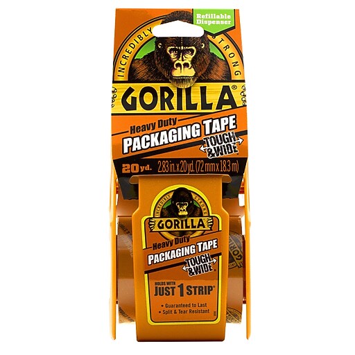 Gorilla Heavy Duty Tough & Wide Packaging Tape with Dispenser, 2.88" x ...