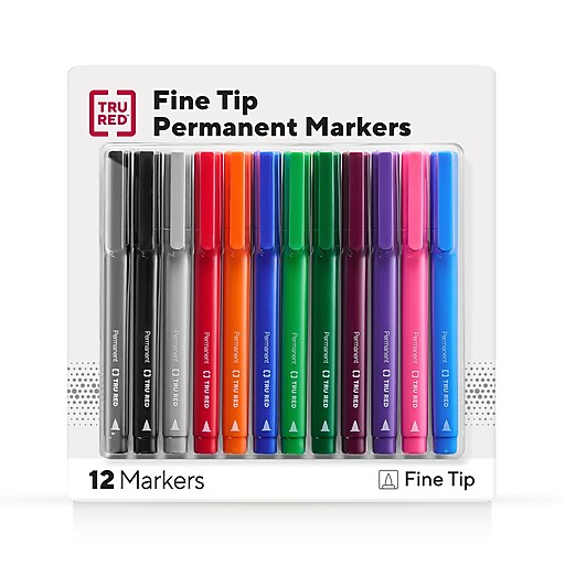 TRU RED™ Permanent Marker, Fine Tip, Assorted, 12/Pack (TR54530) | Staples