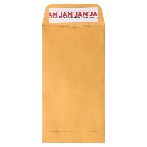 JAM Paper Self Seal #7 Coin Business Envelopes, 3 1/2" x 6 1/2", Brown ...