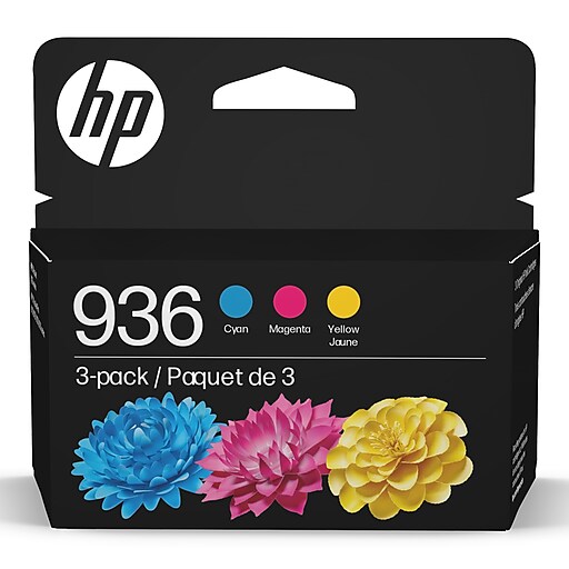 HP 936 Cyan/Magenta/Yellow Standard Yield Ink Cartridges, 3/Pack ...