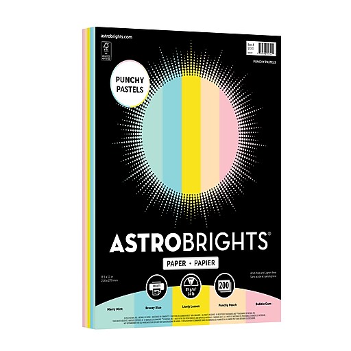 Astrobrights 8.5" x 11" Color Copy Paper, 24 lbs. Punchy Pastel ...