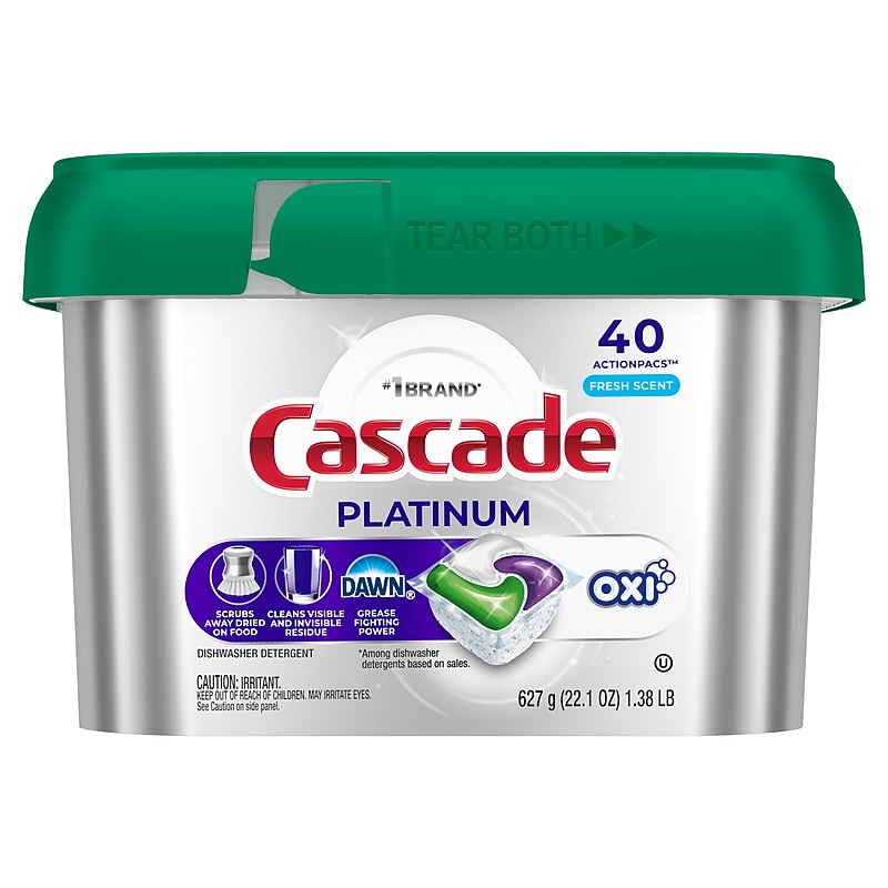 Cascade Platinum ActionPacs + Oxi Dishwashing Detergent Pods, Fresh ...