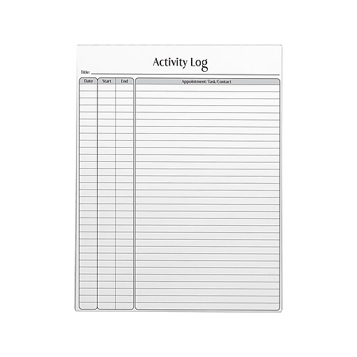 Better Office Activity Log Notepad, 8.5" x 11", Project-Ruled, White ...