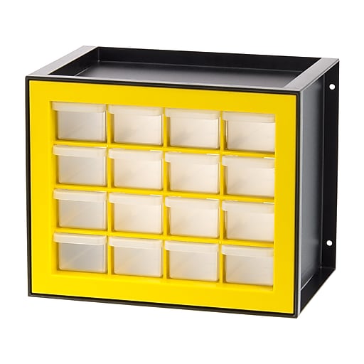 Iris 16-Drawer Desktop Storage Cabinet, Black/Yellow (500173) | Staples