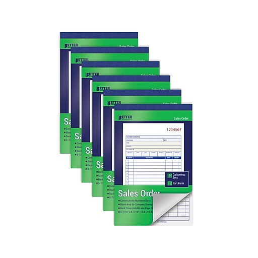 Better Office 2-Part Carbonless Sales Order Book, 5.44" x 8.44", 50 ...