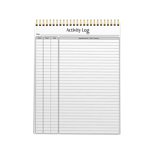 Better Office Activity Log Notepad, 8.5" x 11", Project-Ruled, White ...