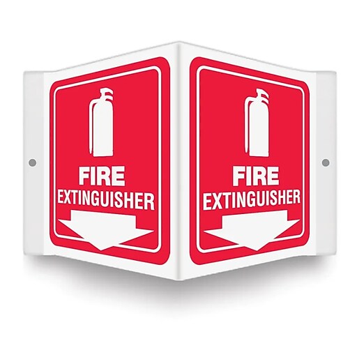 Accuform Fire Extinguisher Projection Sign, White/Red, 6"H x 5"W ...