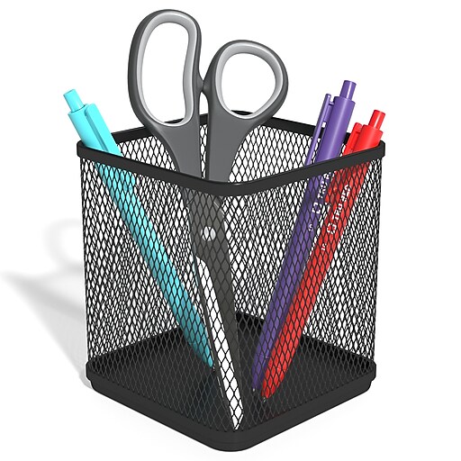 TRU RED™ Stackable Wire Mesh Pen Holder, Matte Black (TR57575-CC) | Staples