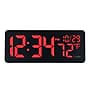 La Crosse Technology Red Digital LED Wall Clock with Indoor Temperature ...