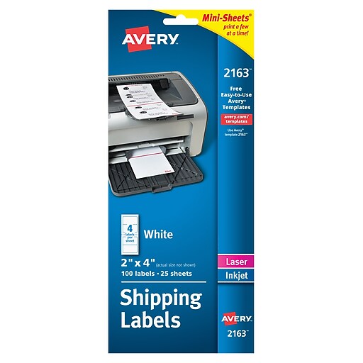 Avery Mini-Sheets Laser/Inkjet Shipping Labels, 2" x 4", White, 100 ...
