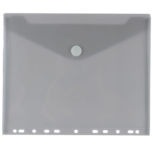JAM PAPER Plastic 3 Hole Punch Binder Envelopes with Hook & Loop ...