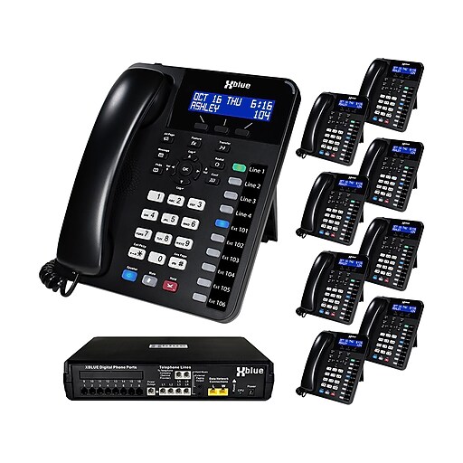 XBLUE X16 Plus 6-Line Corded Conference Telephone System Bundle, Black ...