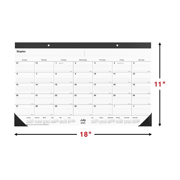 Desk Calendar 2025-2026 Large 22x17 Academic Desk Pad Calendar 17 Month ...