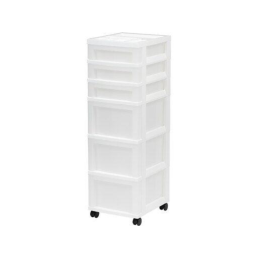 Iris 6-Drawer Standalone Cart, White/Translucent White (585008) | Staples