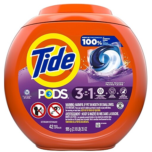 Tide PODS 3-in-1 HE Laundry Detergent Capsules, Spring Meadow, 42 ...