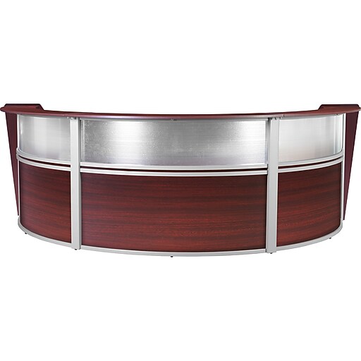 Regency Marque 144"W Curved Reception Desk Workstation, Mahogany ...